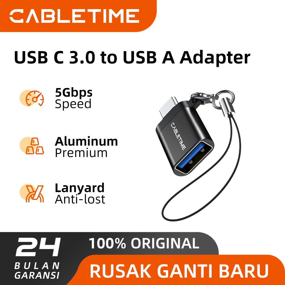 Jual CABLETIME USB OTG USB-C To USB 3.0 Female Adapter OTG Converter ...