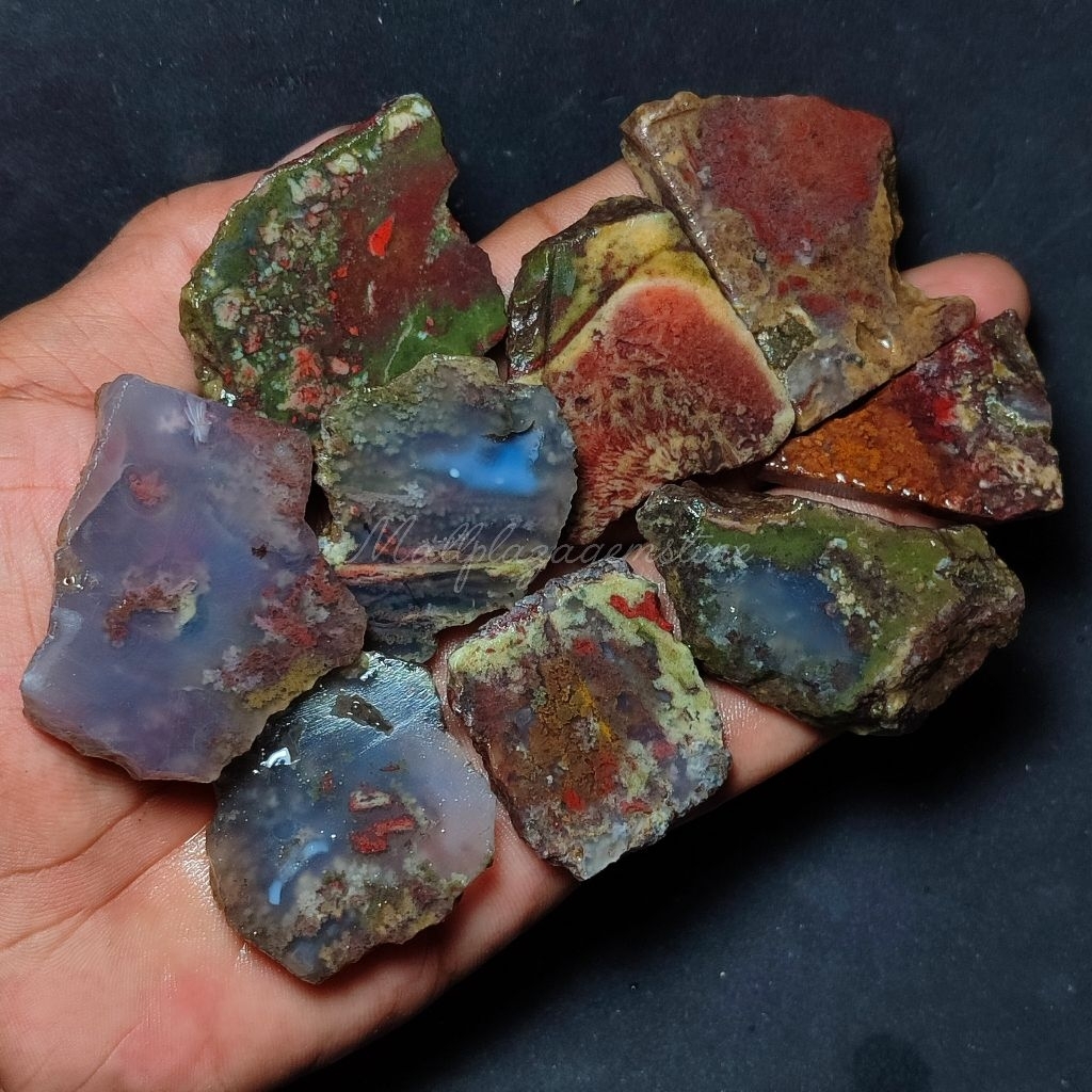Jual rough moss agate / bahan batu lumut trenggalek super HQ motif ...
