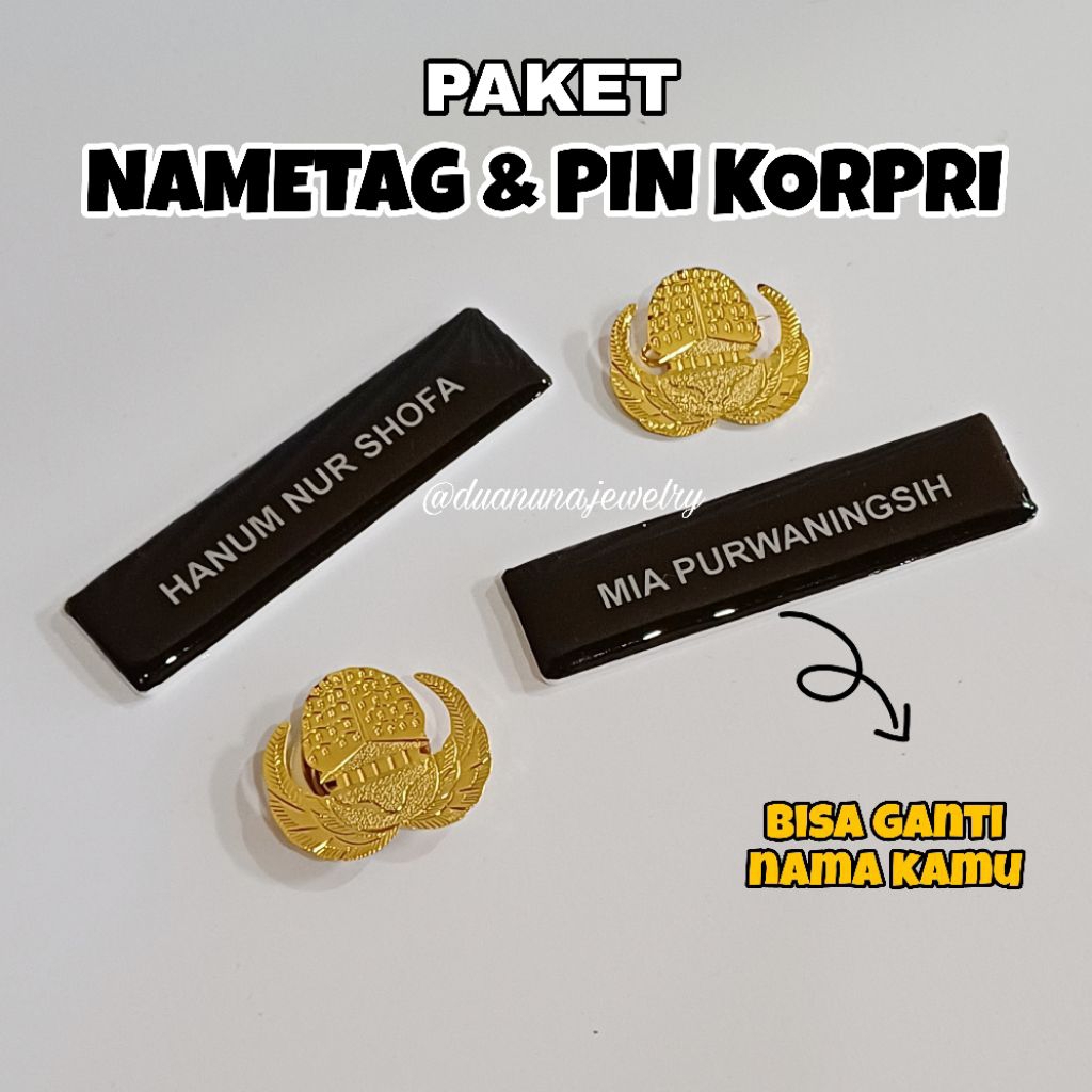 Jual PAKET NAMETAG (FORMAL) DAN KORPRI ASN PREMIUM LAPIS EMAS | Shopee ...