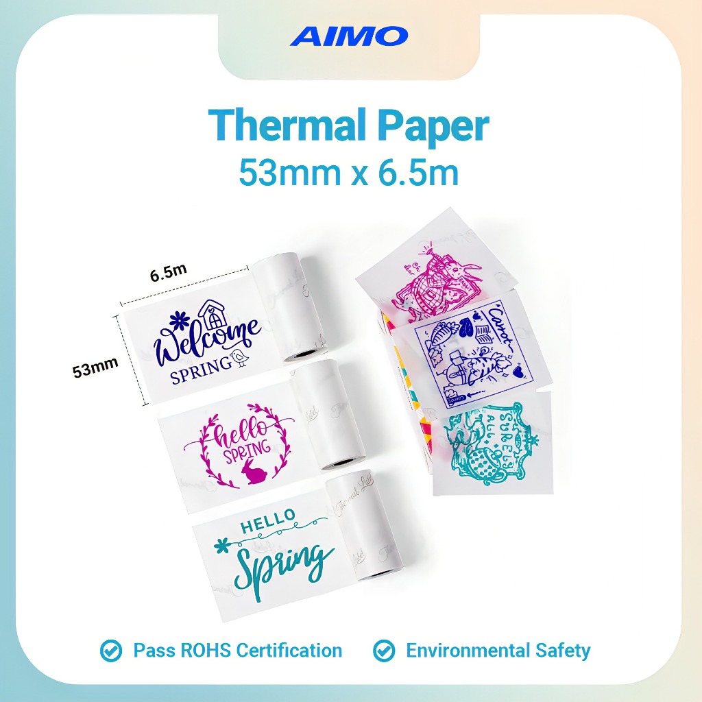 Jual AIMO Thermal Paper 53 mm x 6.5 m Sticker Transparan Roll Paper ...