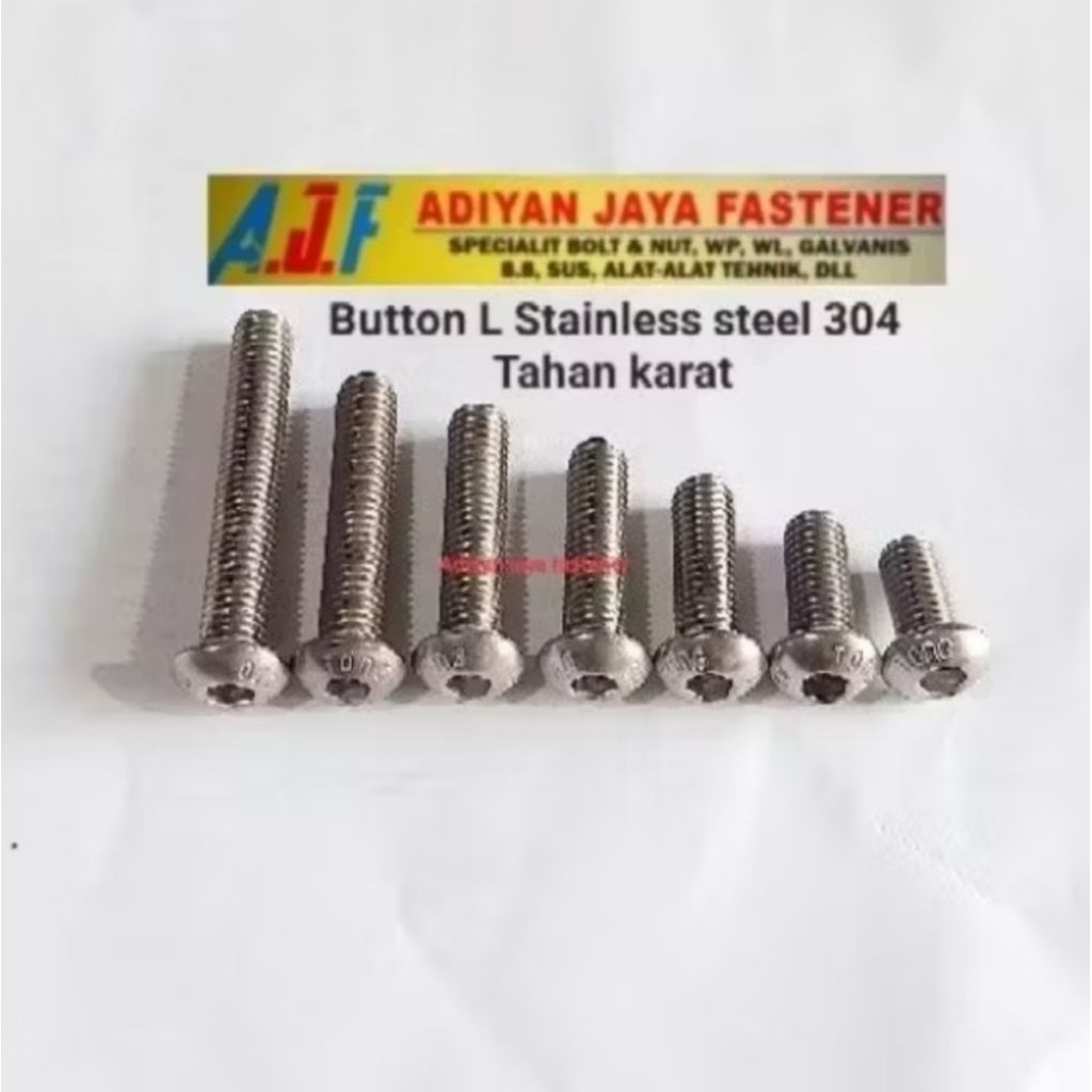 Jual BAUT BUTTON L / DRAT BAUT 10 / M.6 ( panjan 1cm s/d 6cm ) p.1,0 Stainless 304 | Shopee ...