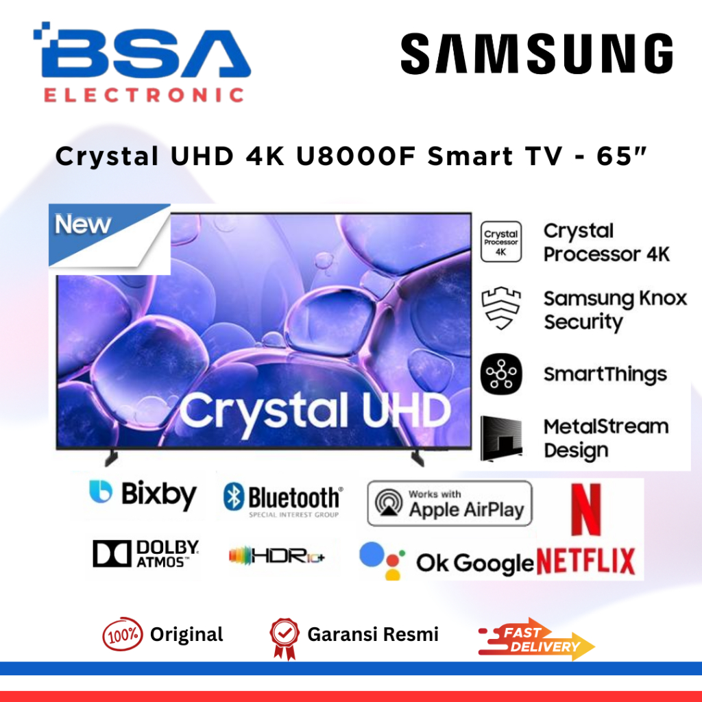 Jual Samsung 65" Crystal UHD 4K U8000F Smart TV | Crystal Processor 4K ...
