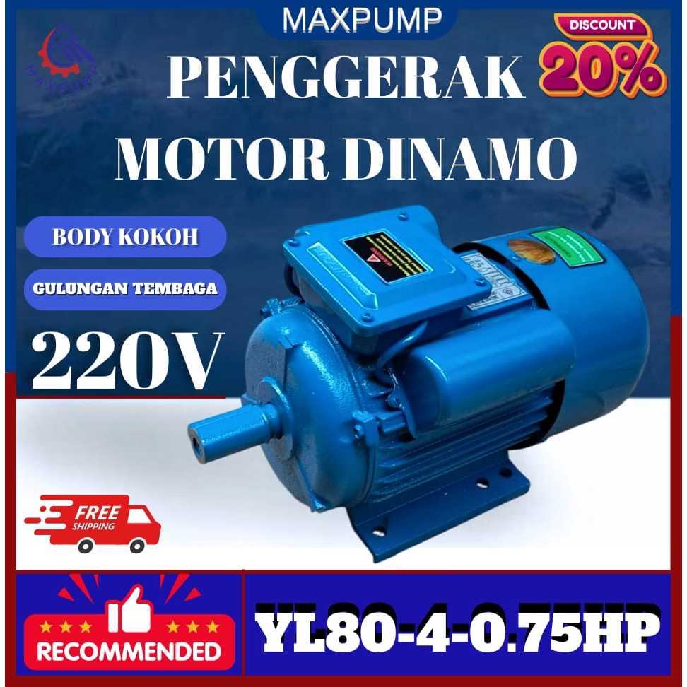 Jual MAXPUMP YL80-4-0.75HP Mesin Dinamo penggerak motor listrik induksi Penggerak Dinamo Elektro ...