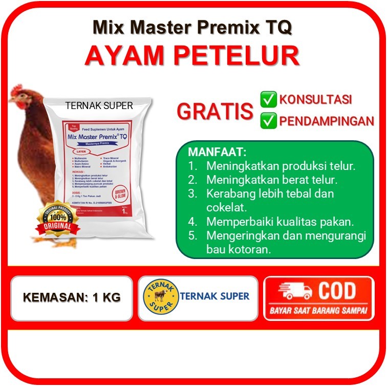 Jual MIX MASTER PREMIX LAYER TQ - SUPLEMEN PAKAN UNTUK AYAM PETELUR ...