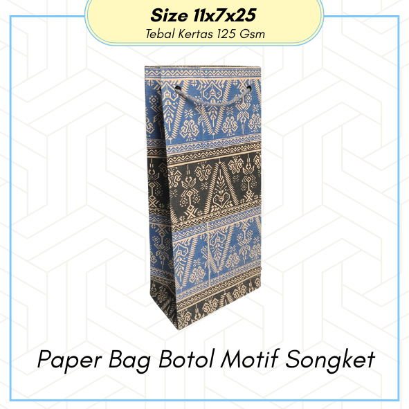 Jual Paper Bag Botol Ukuran 11x7x25 Motif Songket/ Paperbag Murah/ Tas ...
