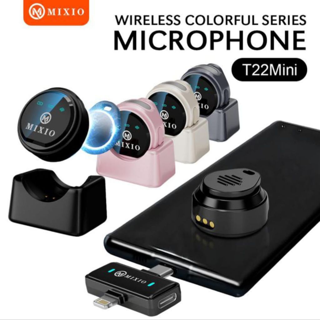 Jual MIXIO T22 Magnetic Mic Wireless 2-In-1 Super Mini Macaron Clip On ...