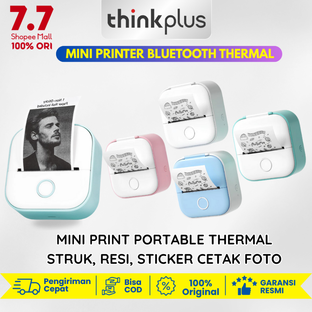 Jual Thinkplus Mini Printer Bluetooth Thermal Portabel Print Photo ...
