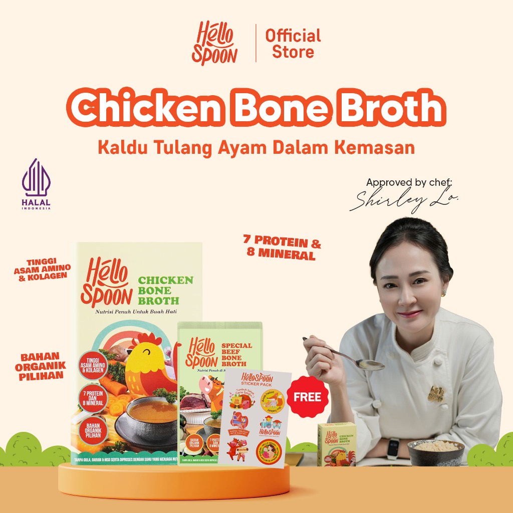 Jual [BUY 1 GET 3] Hello Spoon - Chicken Bone Broth FREE 1 Sachet Beef ...