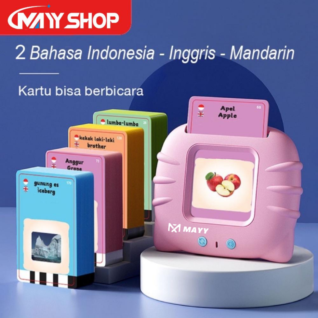 Jual Mayy official id 2 Bahasa Indonesia+inggris Flash Card Early edukasi anak Bilingual Device ...
