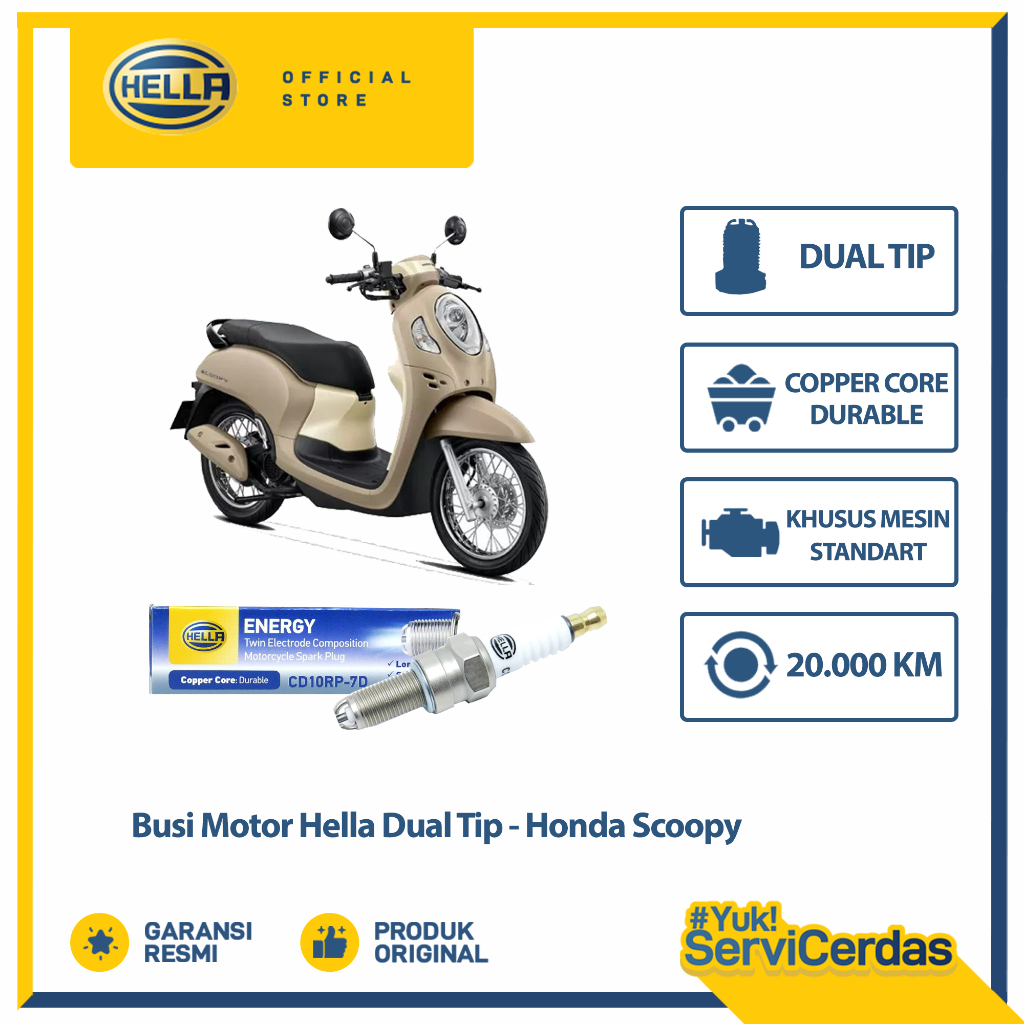 Jual Busi Motor Honda Scoopy Hella Dual Tip CD10RP-7D - Busi Scoopy ...