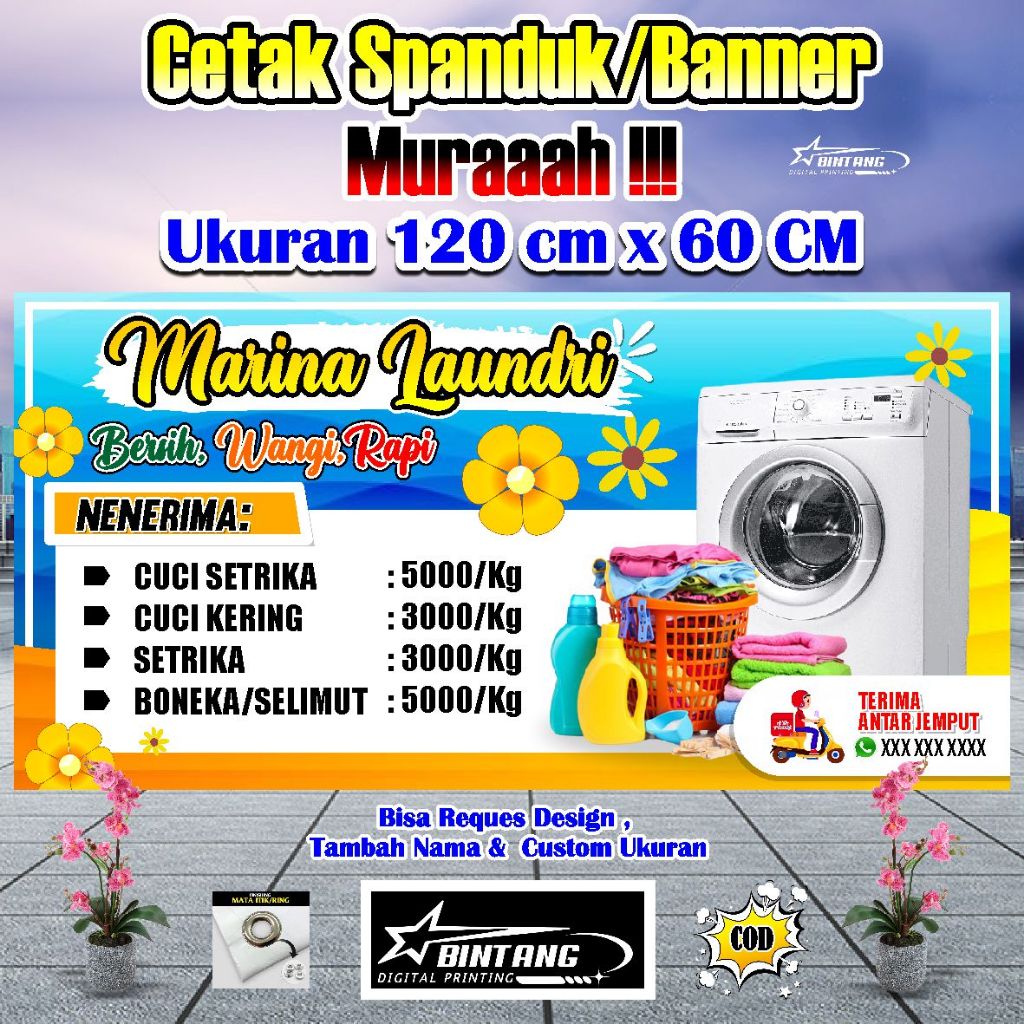 Jual Spanduk Banner Laundry Ukuran 120 cm x 60 cm | Shopee Indonesia