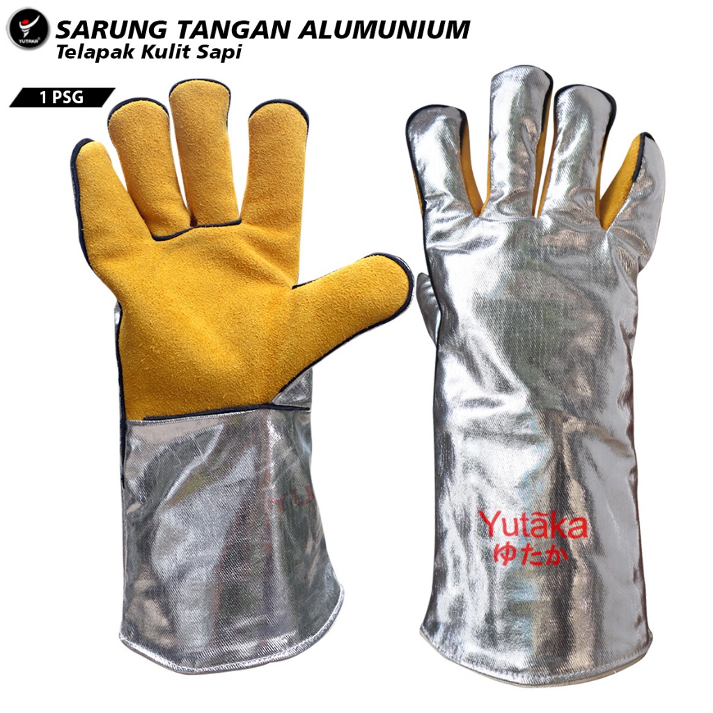Jual Sarung Tangan Alumunium Telapak Kulit Tahan Panas 500 derajat Heat ...