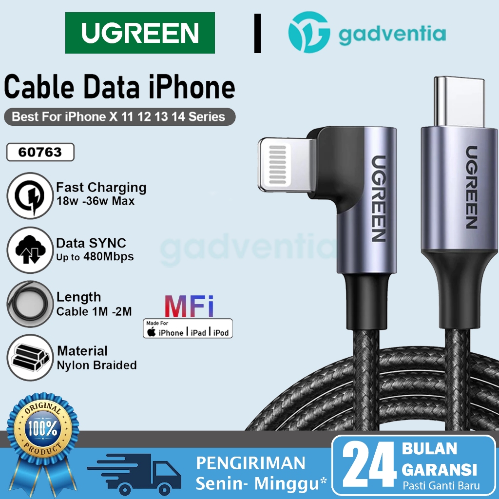 Jual UGREEN Kabel Charging iPhone 11 12 13 14 Promax Gaming Mfi Type C ...