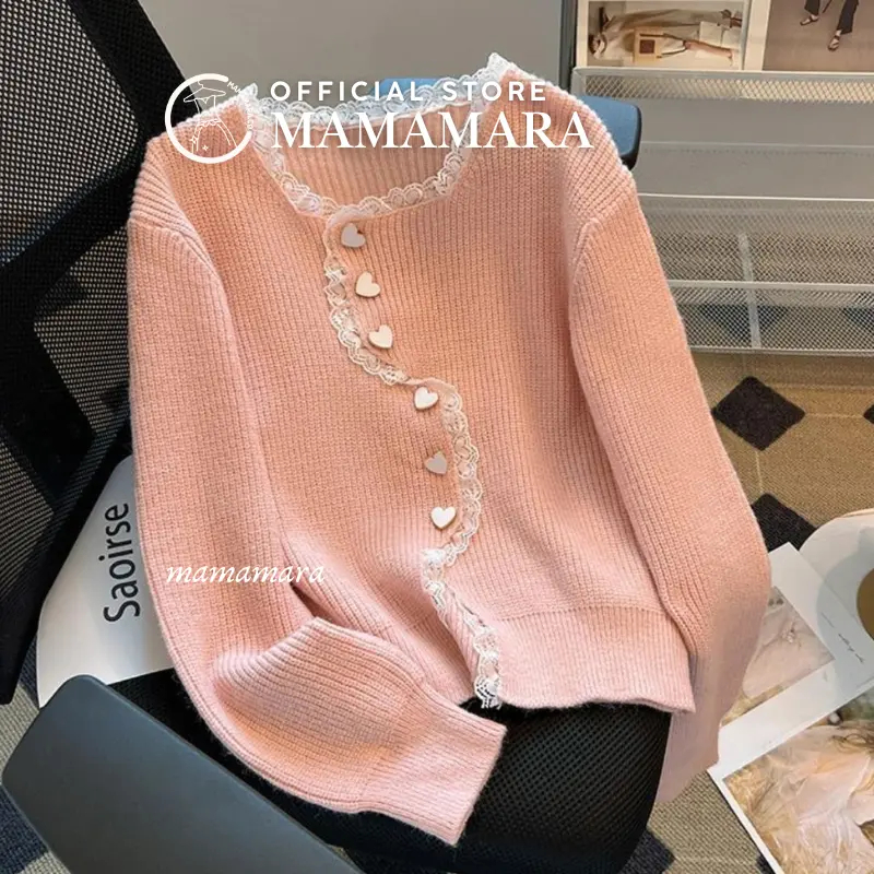 Jual MAMAMARA - Cardigan Wanita Love Ruffle Atasan Sweater Button Love ...