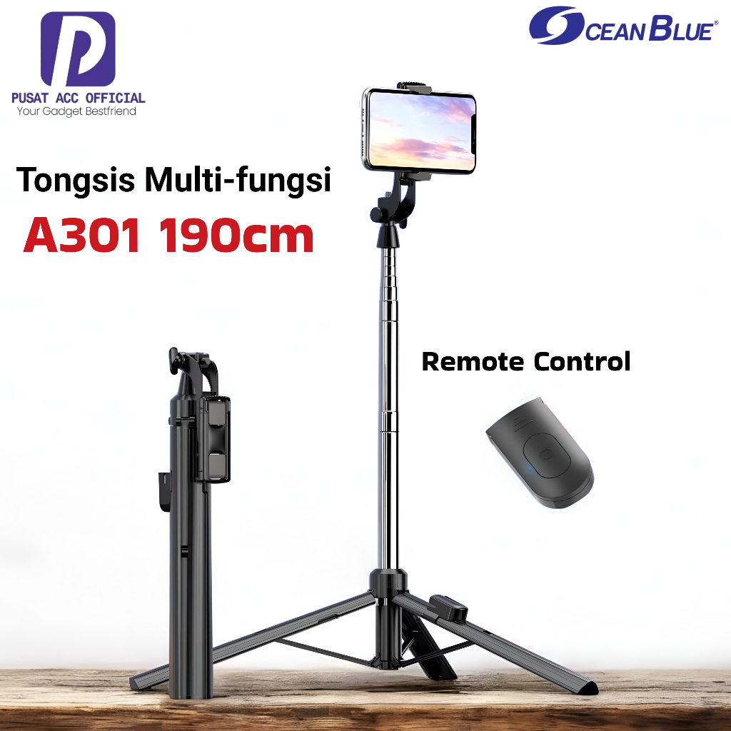 Jual Tongsis Tripod 190Cm Remote Selfie Stick 4in1 OCEANBLUE A301 ...