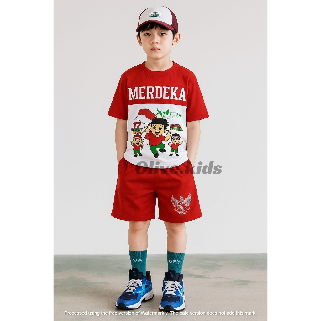 Jual Setelan 17 Agustus baju merah putih anak perempuan dan laki laki bahan jersey ready usia 6 ...