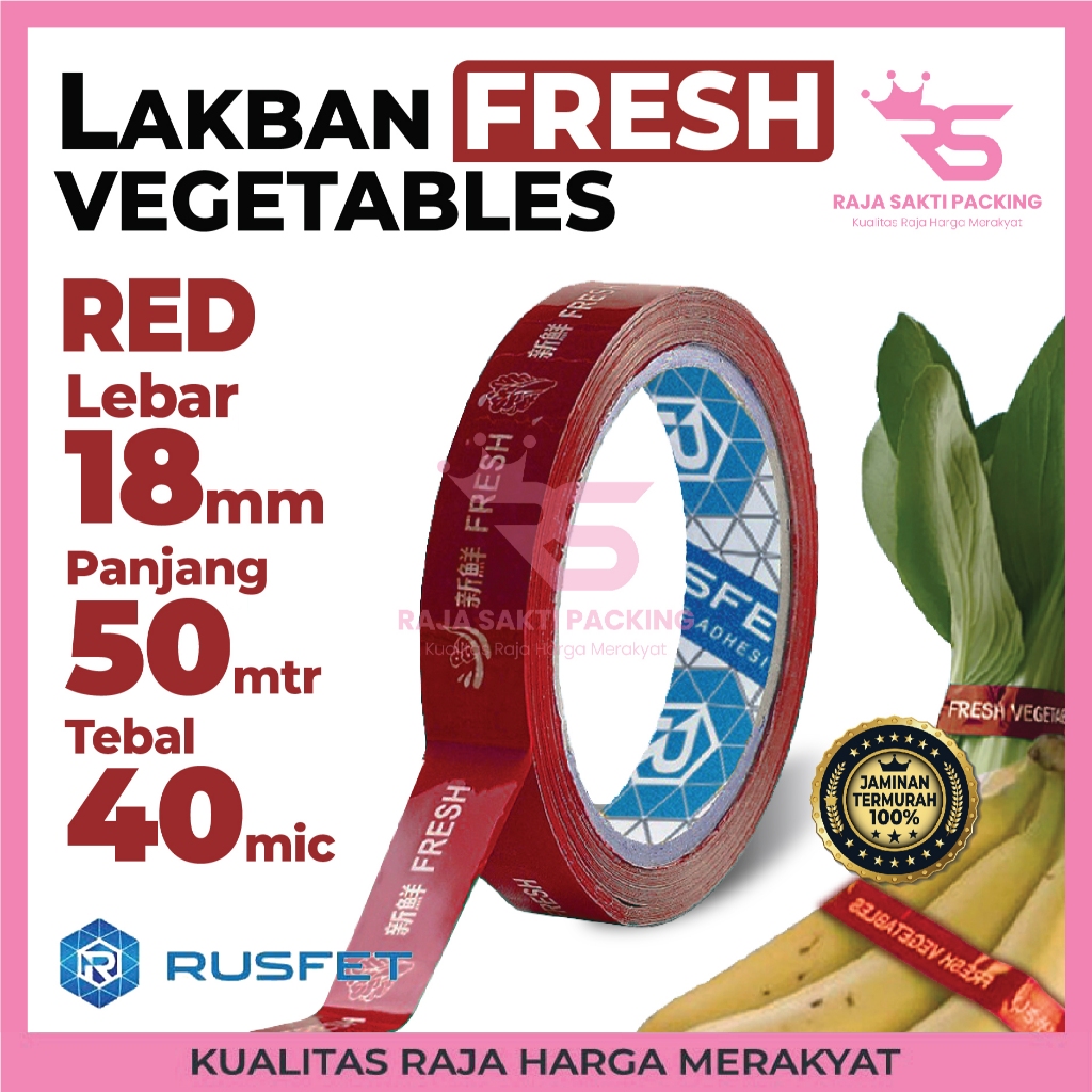 Jual Lakban Selotip FRESH Merah 18mm x 50m Vegetables Sayur Isolatip ...
