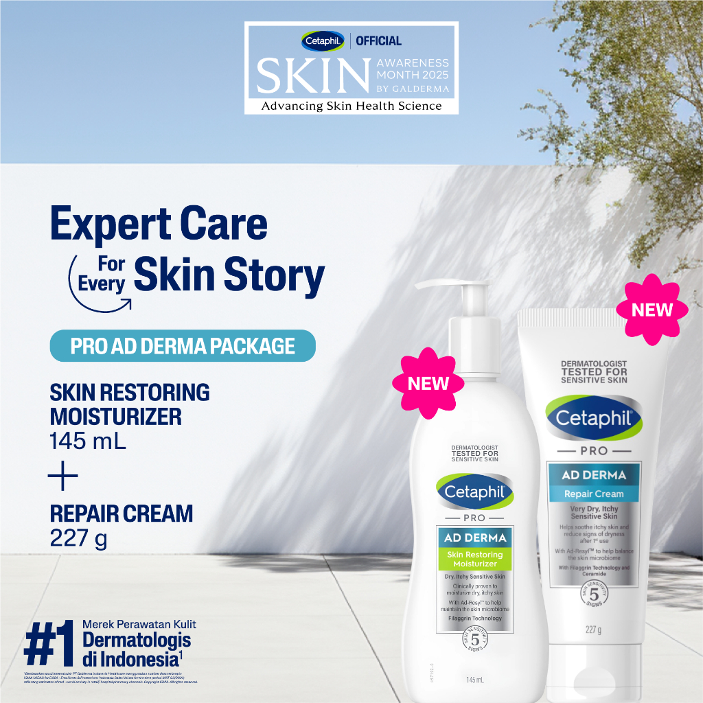 Jual Cetaphil Pro Ad Derma Repair Cream 227g + Restoring Moisturizer ...