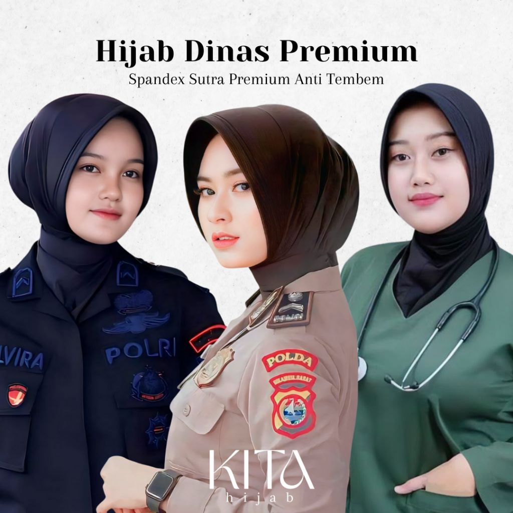 Jual 𝐊𝐈𝐓𝐀 - Jilbab Dinas Anti Tembem Premium, Kancing COKLAT POLWAN, BHAYANGKARI, PERSIT, PNS ...