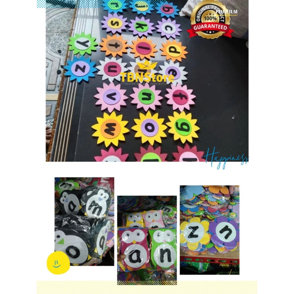 Jual Hiasan Kelas ABJAD a-z Bunga, hewan, owl, pinguin, Peraga Edukasi ...