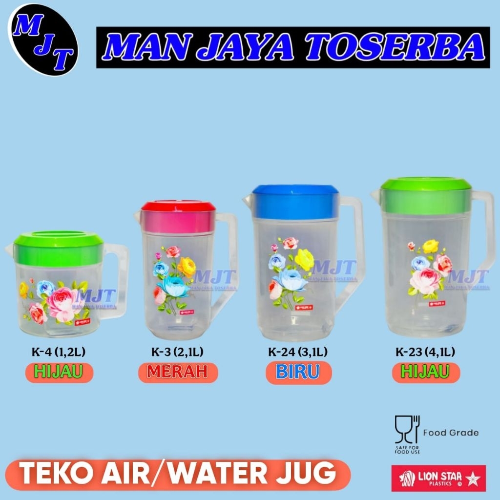 Jual LION STAR - TEKO AIR MINUM PLASTIK 1.5L - 2.1L - 3.1L - 4.1L TEMPAT AIR MINUM PLASTIK WADAH ...