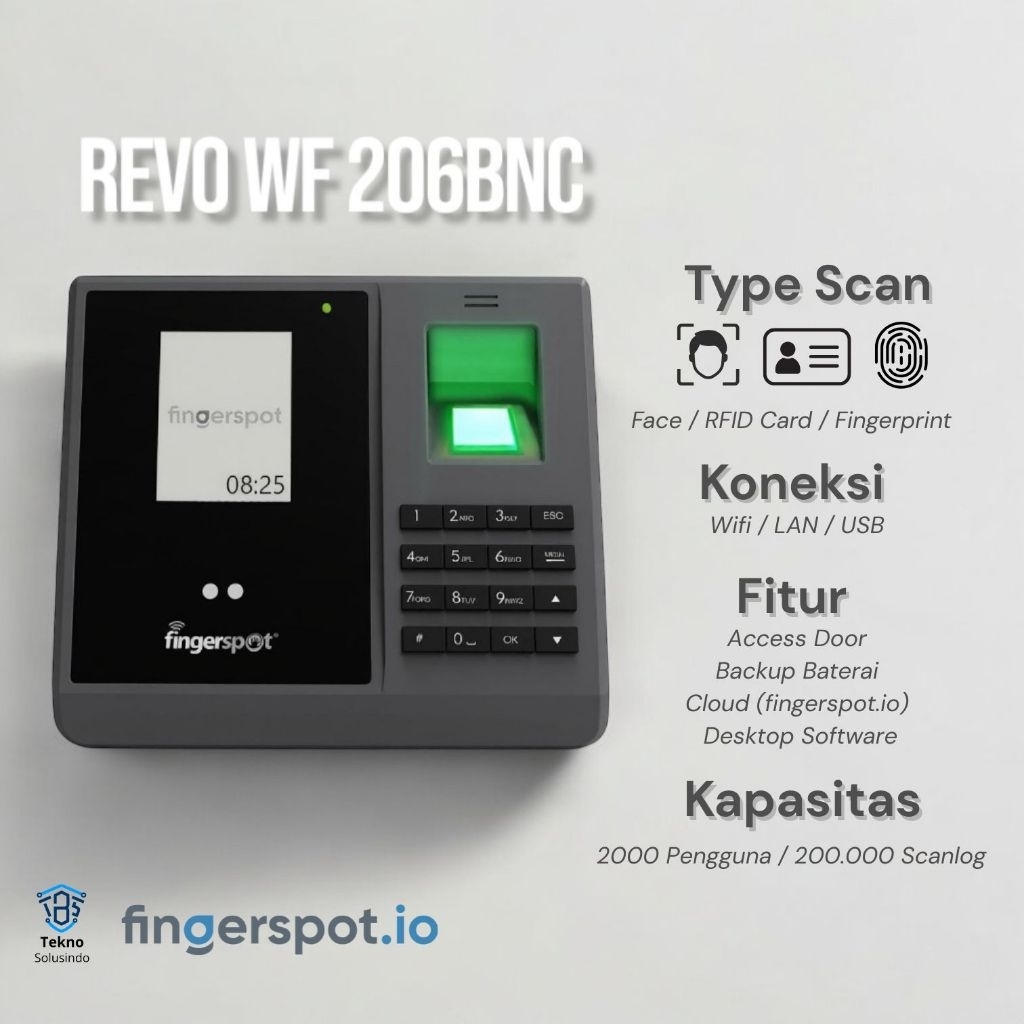 Jual Mesin absensi wajah fingerspot revo wf206 bnc absensi sidikjari ...