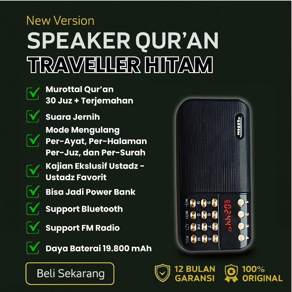 Jual New Version - Speaker Murottal Murotal AlQuran Al-Quran 30 Juz Al-Akram Traveller Hitam ...