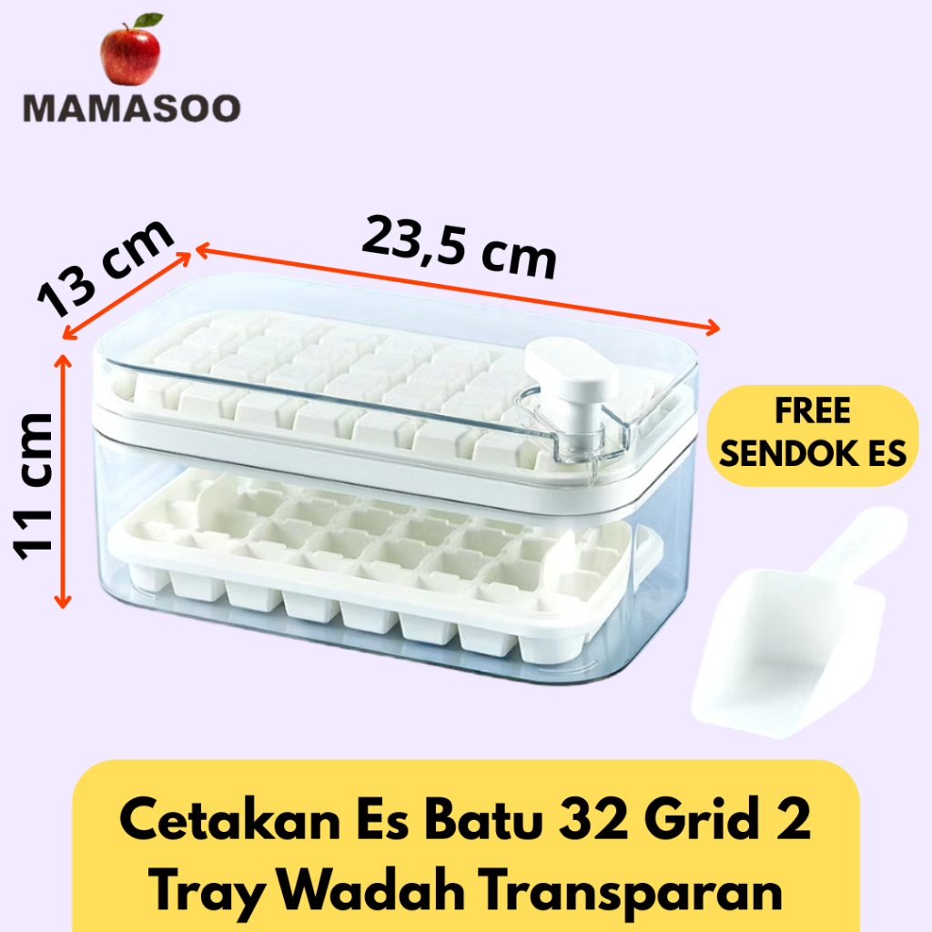 Jual Cetakan Es Batu 32 Grid + Press Handle sekali tekan | Ice Cube ...