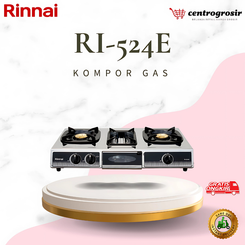 Jual Rinnai RI524E Kompor Gas 2 Tungku Small Burner With Grill RI-524E ...