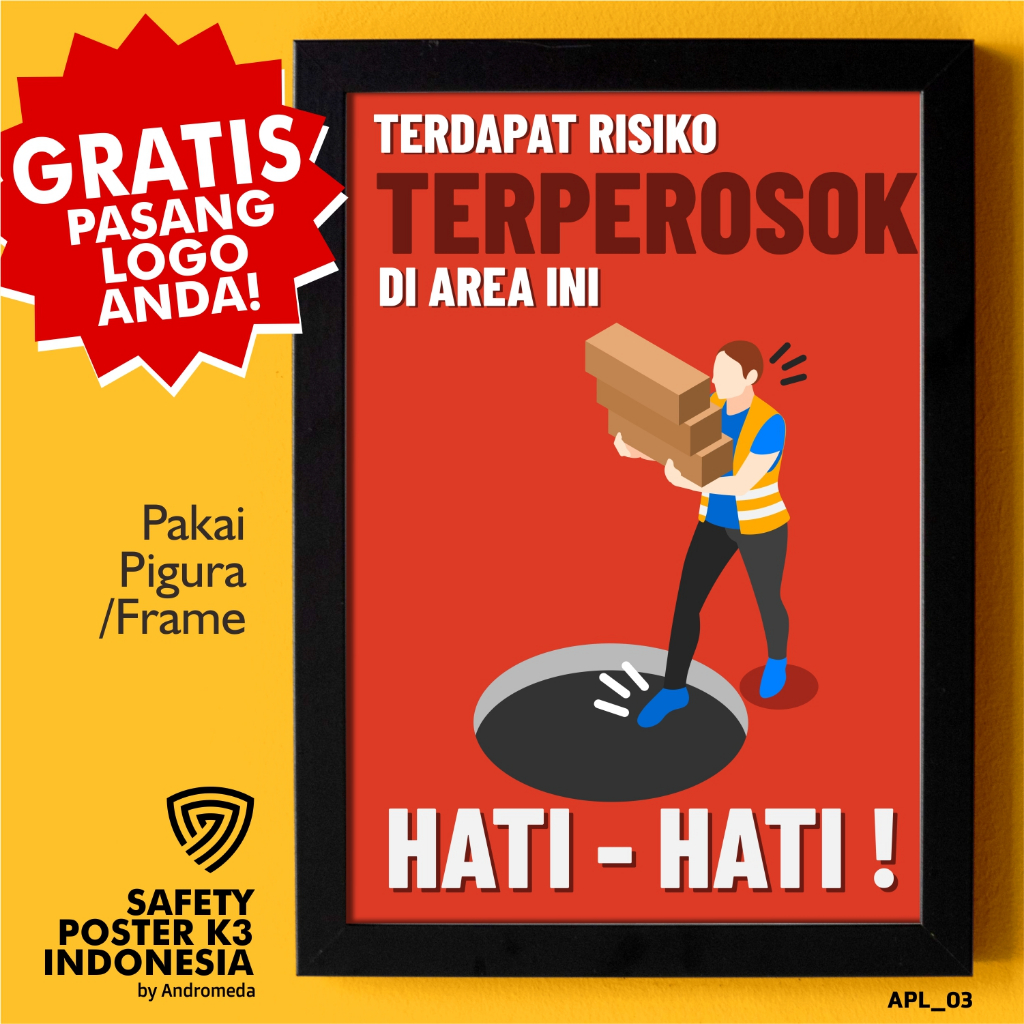 Jual Safety Poster K3 : Terdapat Risiko Terperosok di Area Ini Workshop ...