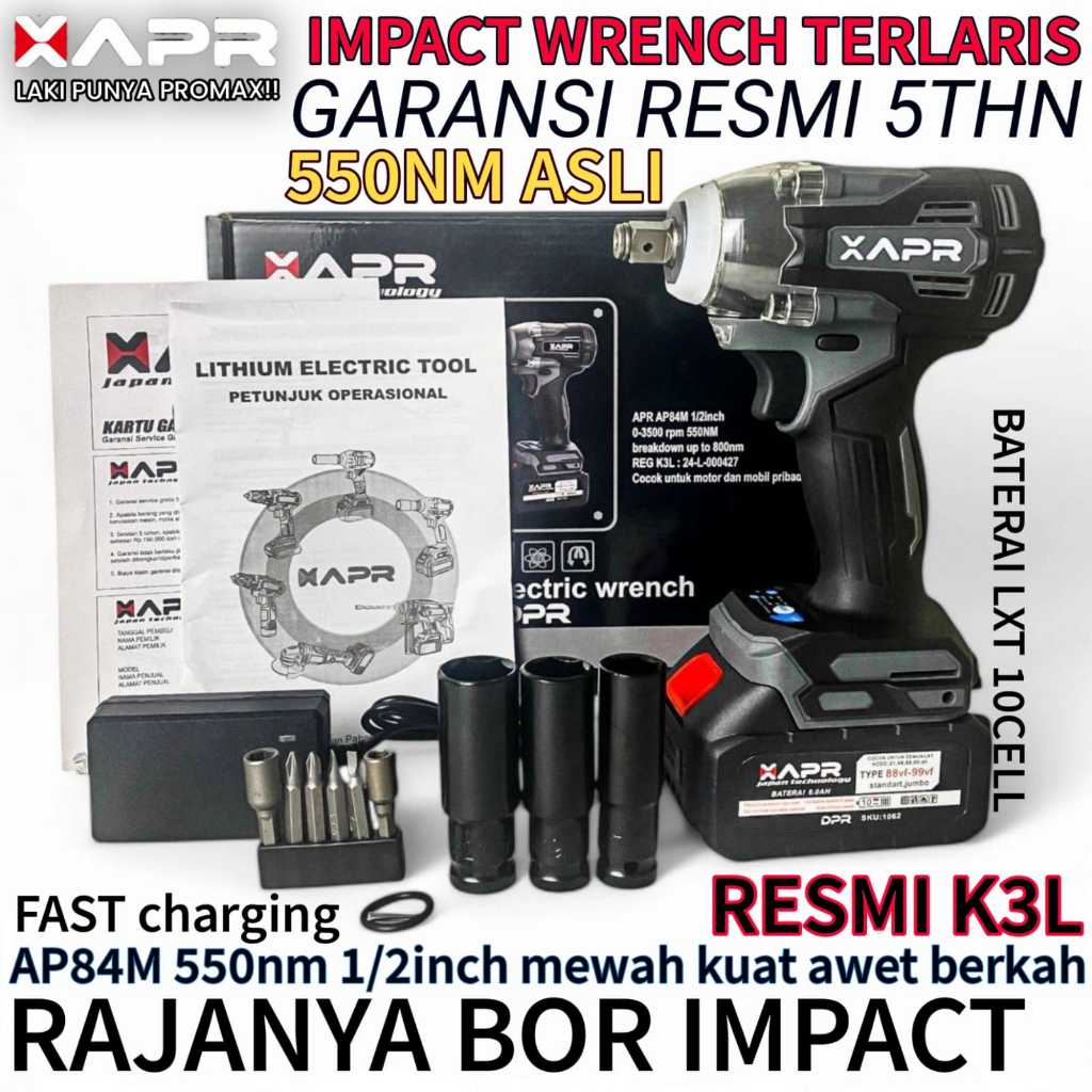 Jual APR JAPAN BOR IMPACT WRENCH AP84M 550NM POWERTOOLS OFFICIAL ...