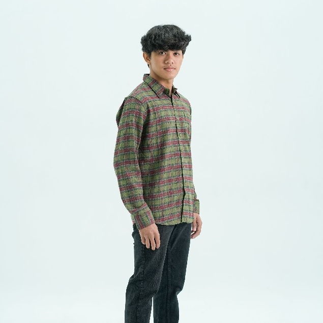 Jual Bleed Limited Kemeja Flannel Pria Lengan Panjang Army | Shopee ...