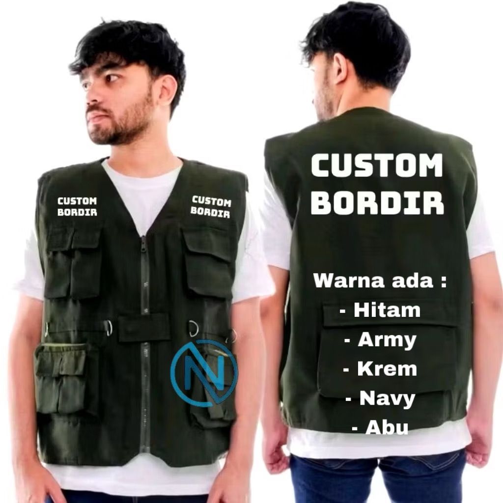 Jual Rompi Dewasa Cargo Tebal Dakron Custom DESAIN BORDIR / Vest Custom ...