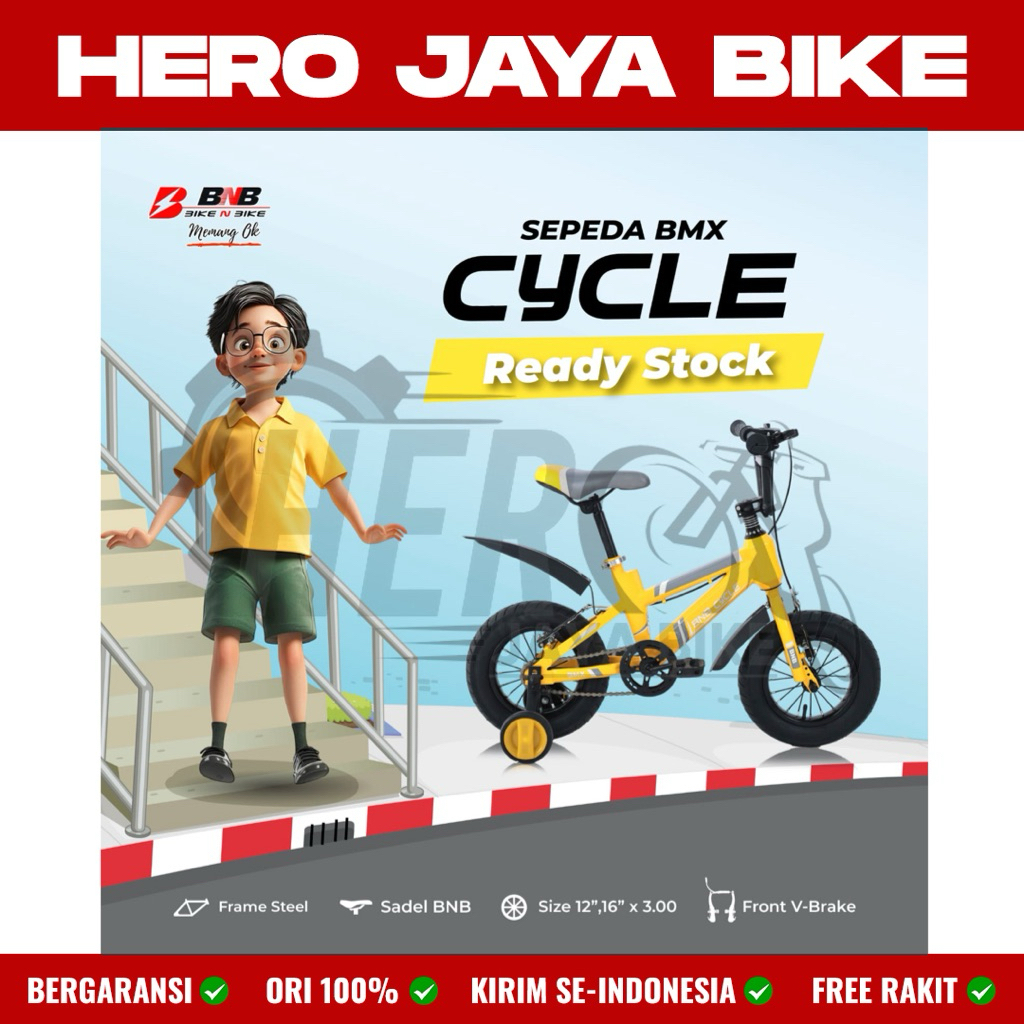 Jual Sepeda Anak Laki BMX BNB CYCLE New Ukuran 12 16 & 18Inch Ban Jumbo ...