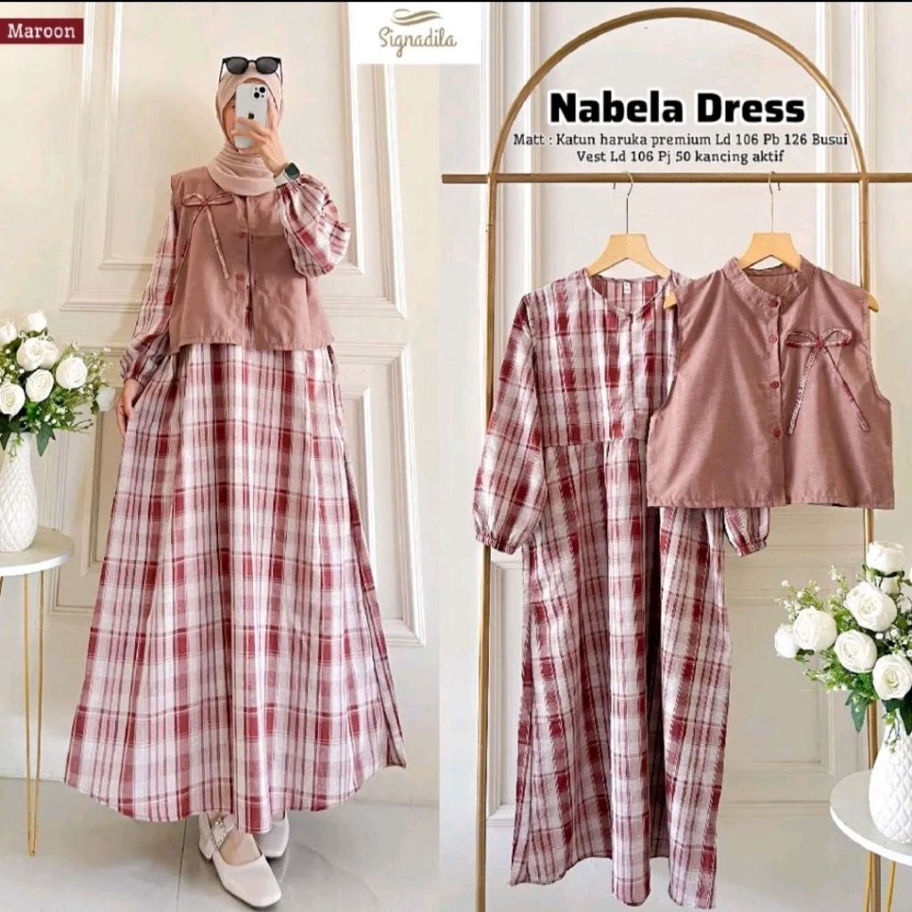 Jual NABELA MIDI DRESS HARUKA INER AUTER | Shopee Indonesia