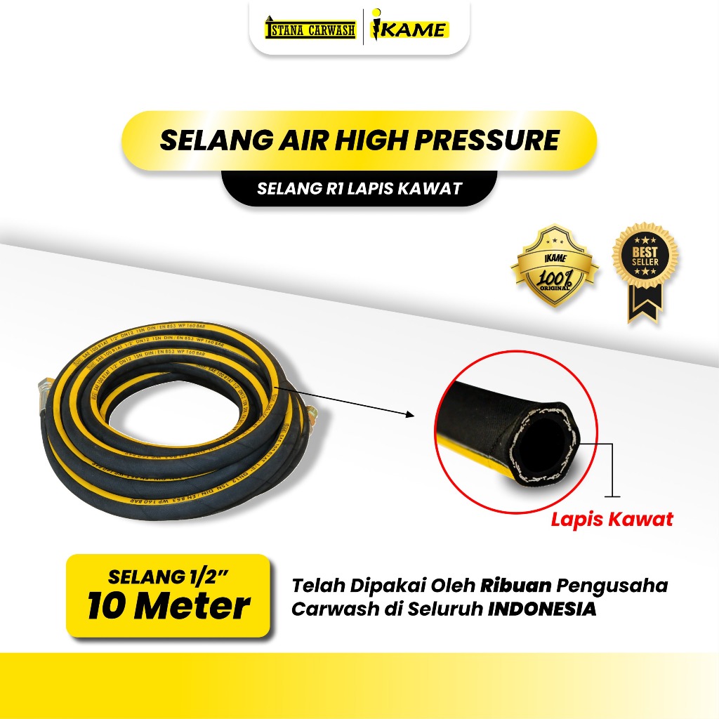 Jual Selang High Pressure Mesin Steam Air R1 1/2" inchi Panjang x 10 ...