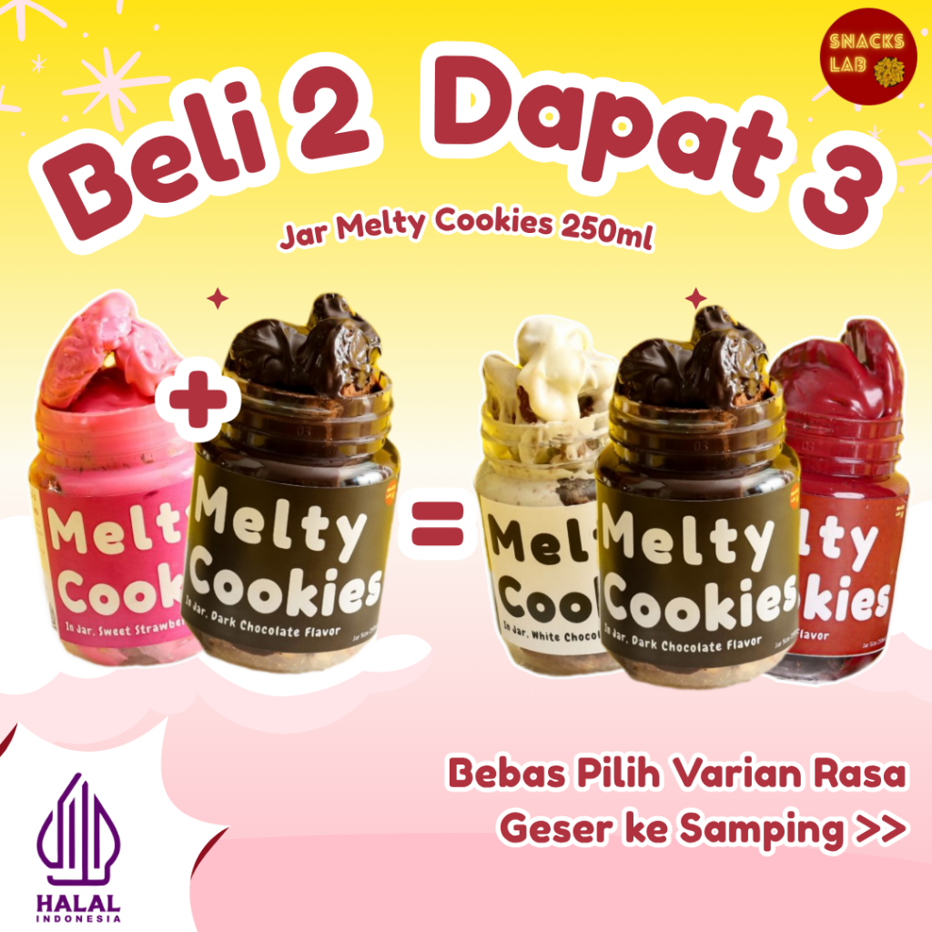 Jual { BELI 2 DAPAT 3 } Jar Melty Cookies Lumer Crunchy by Snacks Lab Cemilan Jajanan Manis ...