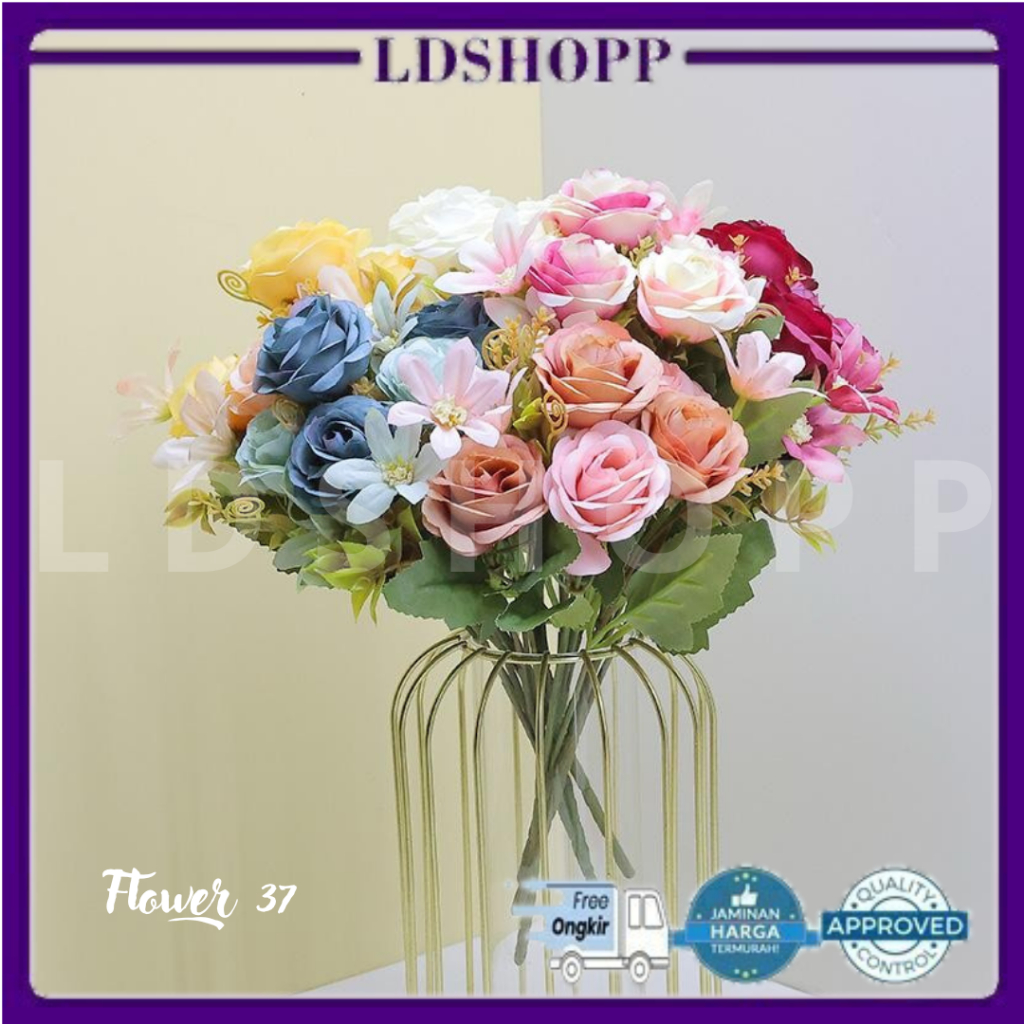 Jual LDS FL37 (Tanpa Pot) Bunga Mawar Rustic Bouqet Tanaman Hias ...