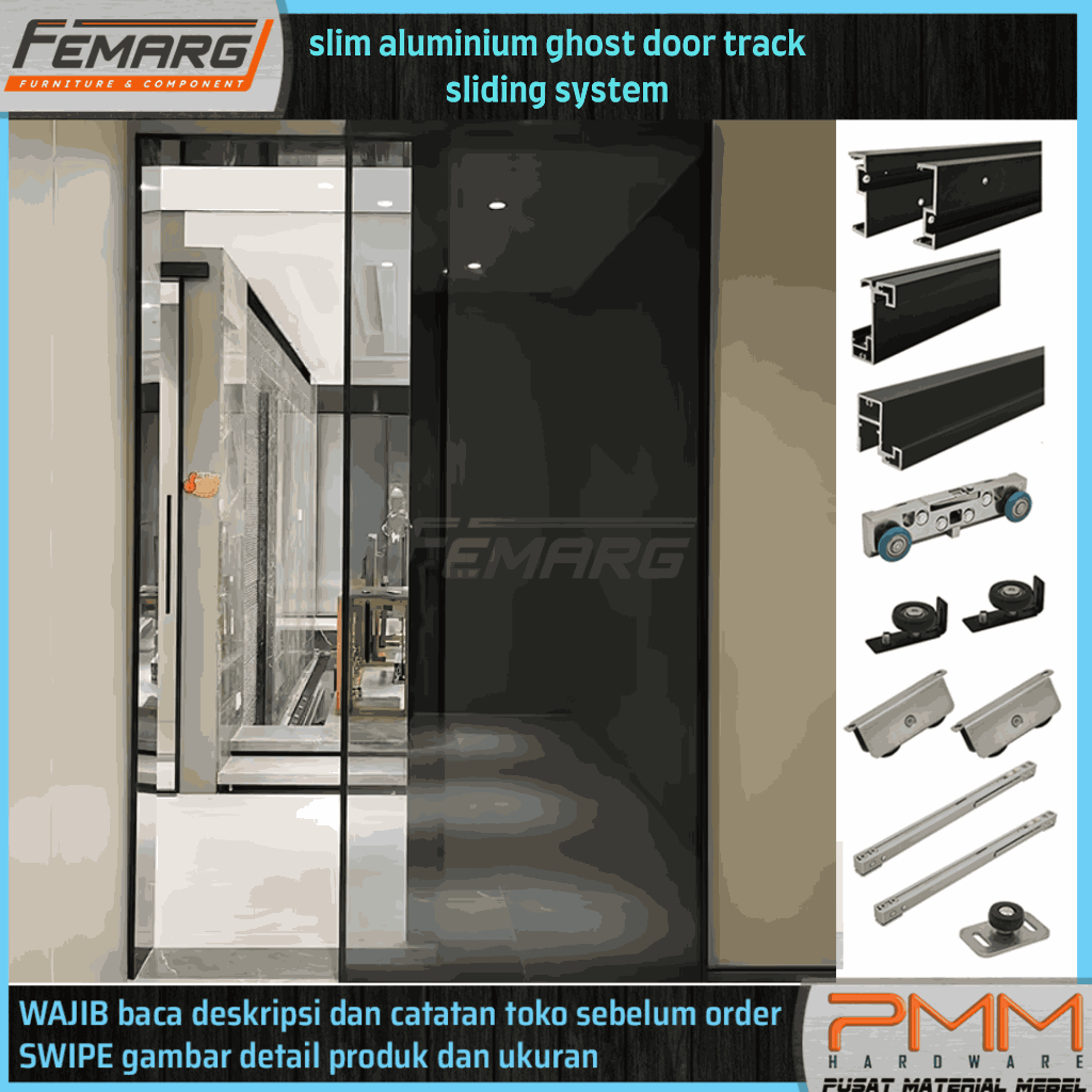 Jual sliding door ghost track slowmotion FEMARG | pintu kaca frame alu ...