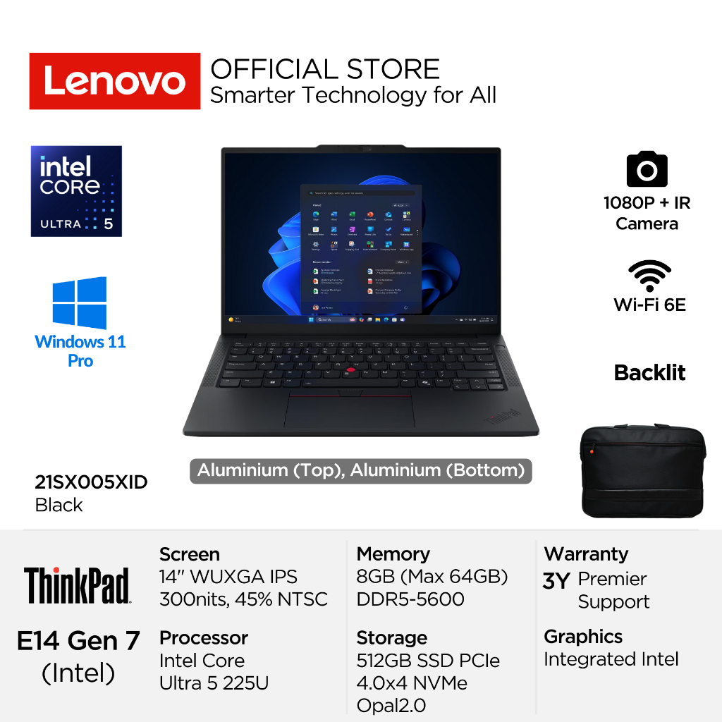 Jual Lenovo ThinkPad E14 Gen 7 5XID Intel Core Ultra 5 225U Win11 Pro ...