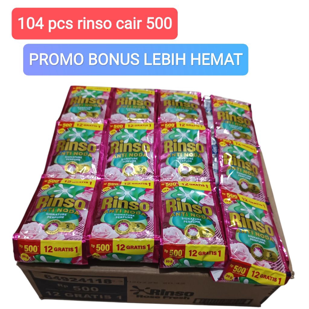 Jual 104 pcs 1 DUS RINSO Molto Cair Sachet Rencengan 20 ml RANDOM 500 ...