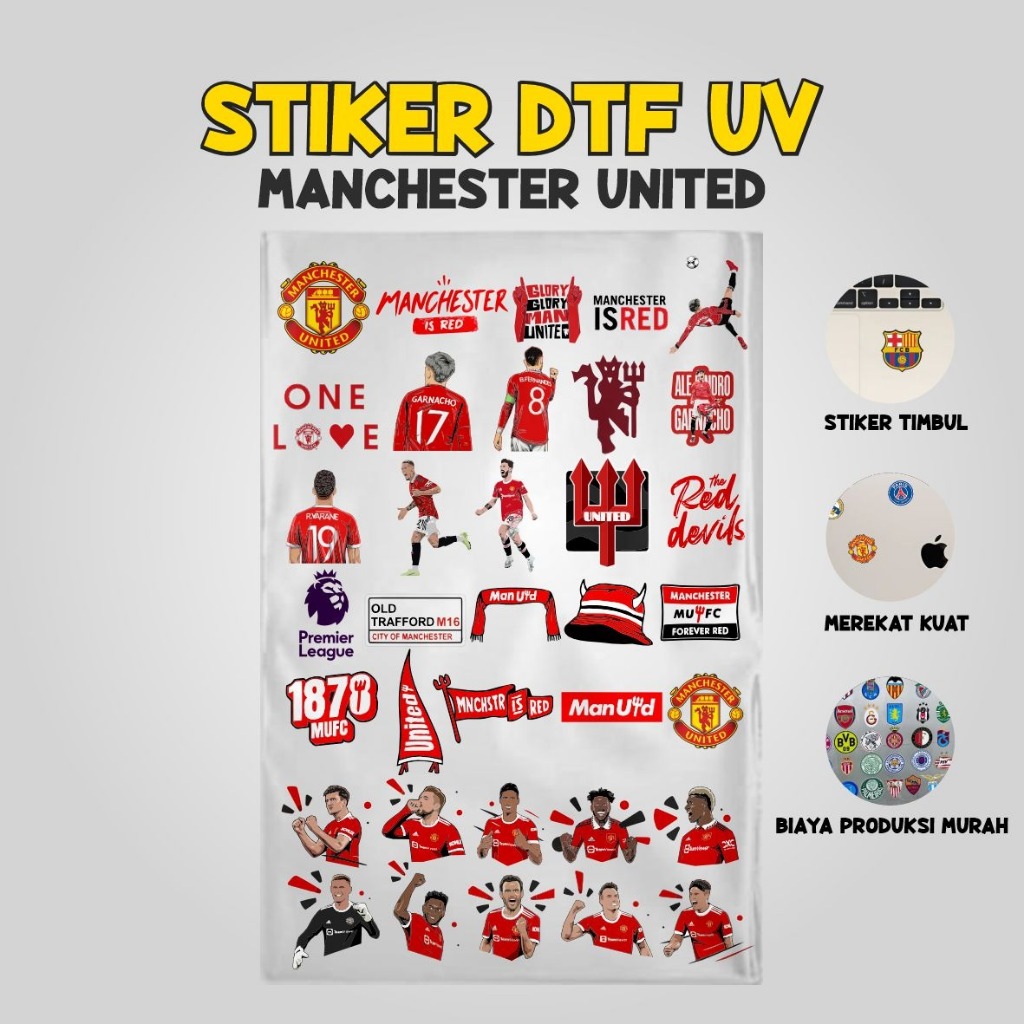 Jual Stiker DTF UV Timbul Klub Bola Barcelona Man Utd Man City ...