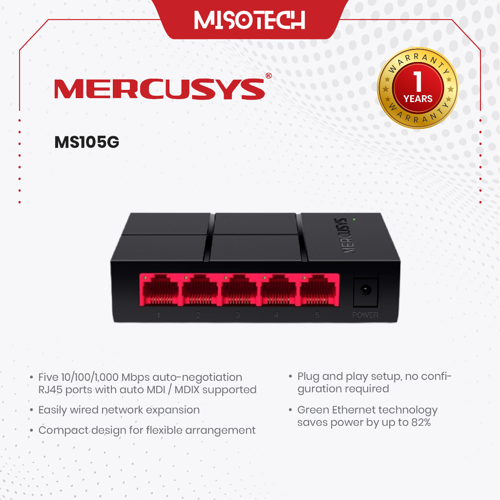 Jual TP-Link TPLink Mercusys MS105G Unmanaged Desktop Switch Hub ...