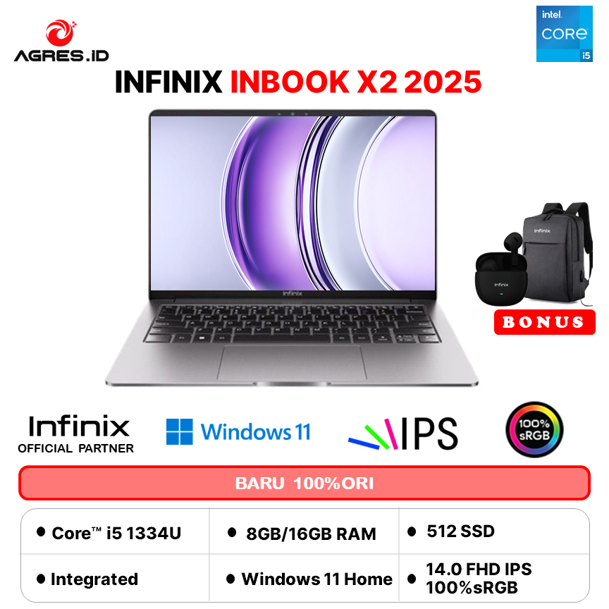 Jual INFINIX INBOOK X2 2025 I5 1334 16GB 512SSD WIN11+OFFICE PERMANEN ...