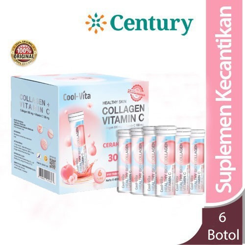 Jual 1 Box Coolvita Paket Cerah Bersinar 30 Hari Collagen Effervescent Rasa Peach Untuk Kulit ...
