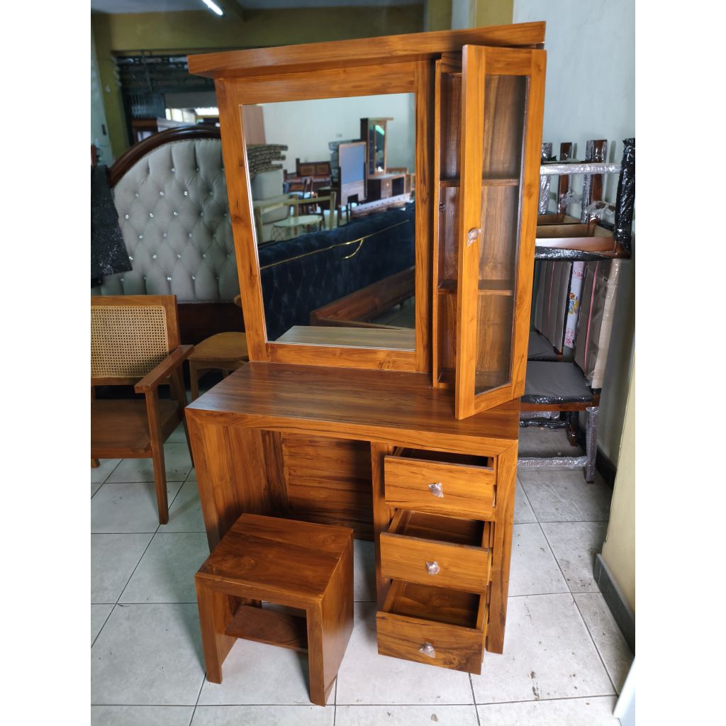 Jual Meja Rias Minimalis Sena Full Kayu Jati | Shopee Indonesia