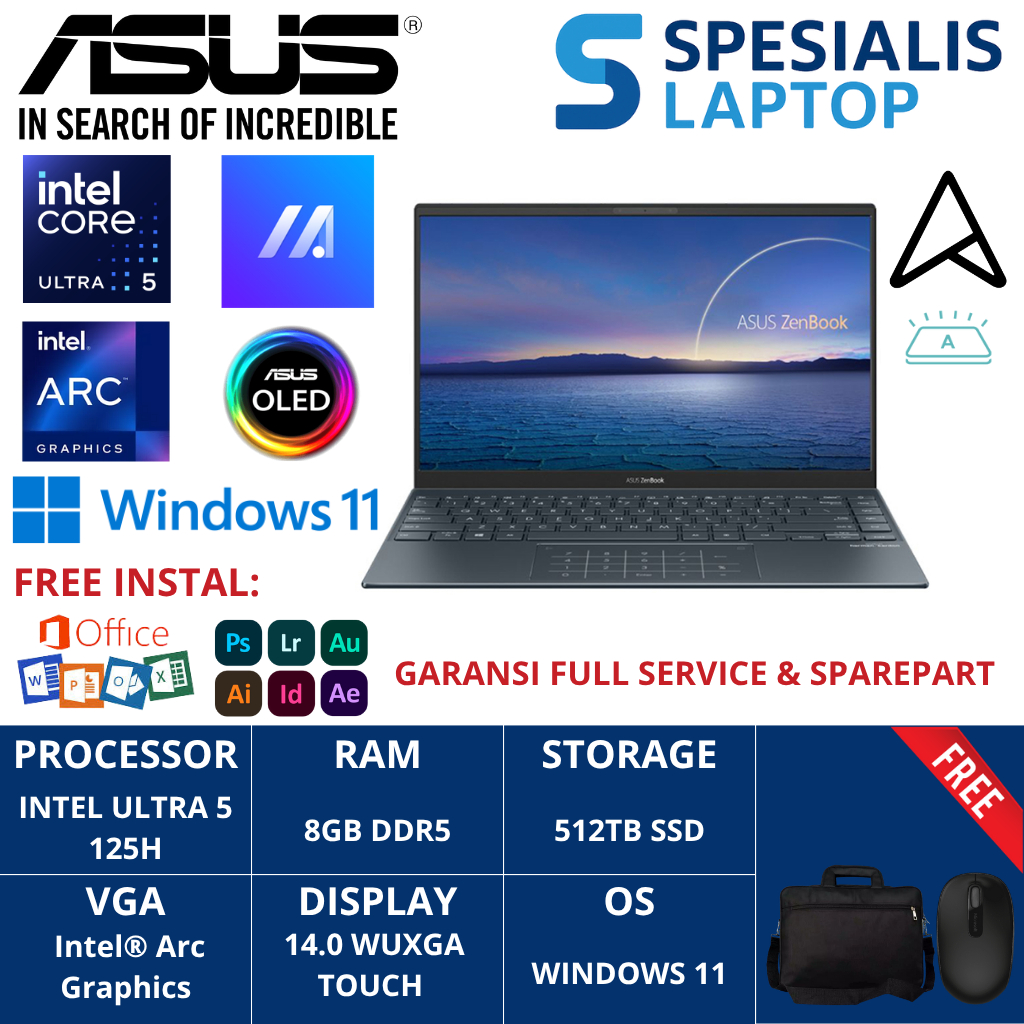 Jual Laptop Asus Zenbook Oled 14 Q415MA Intel Ultra 5 125H 8GB DDR5 ...