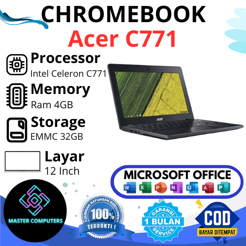Jual Chromebook Acer C771 Intel Celeron 3855 Ram 4GB SSD 32GB, Layar 12 ...