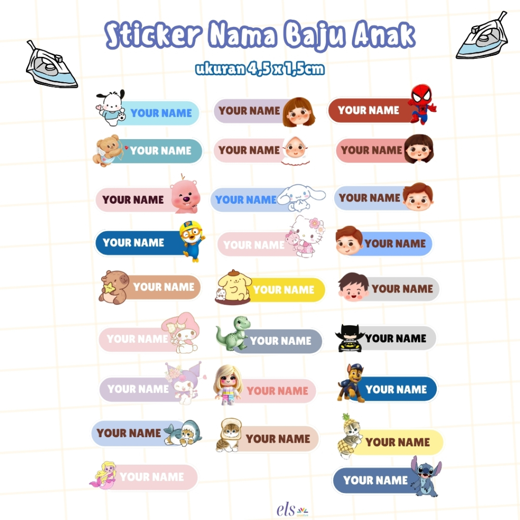 Jual Custom Label Sticker Baju Sekolah Anak Setrika Sablon Stiker Pack ...