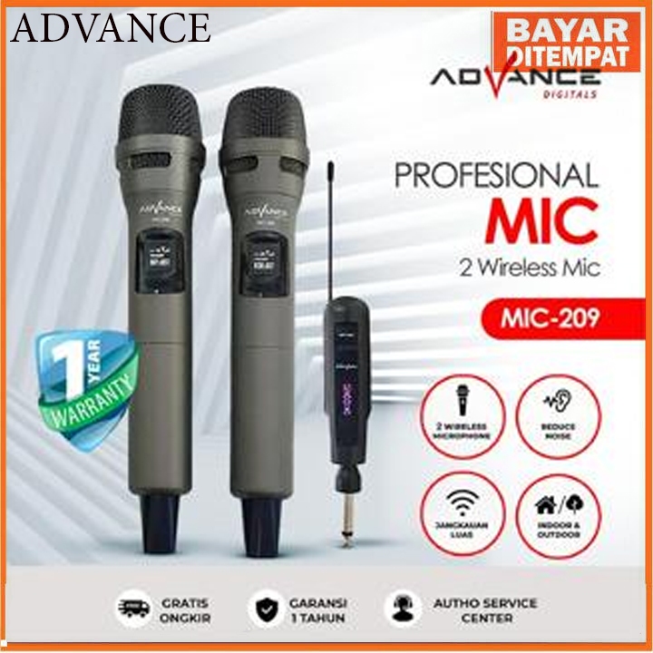 Jual Advance MIC-209 Professional Dual Microphone Wireless Free Jack 6 ...